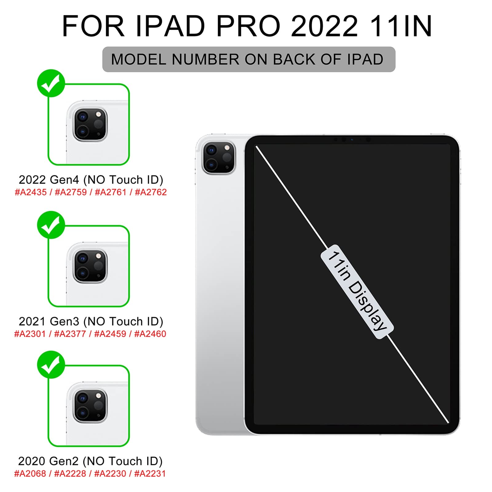 Soke for iPad Pro 11 Case (M2) 2022/2021/2020 with Pencil Holder - [Full Body Protection + Apple Pencil Charging + Auto Wake/Sleep], Soft TPU Back Cover for 2022 iPad Pro 11 inch(Black)