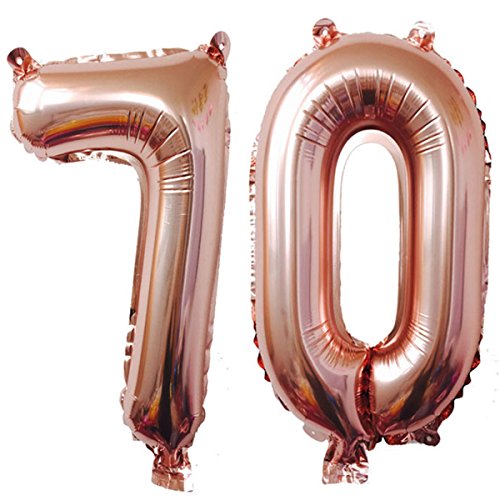 40inch Rose Foil 70 Helium Jumbo Digital Number Balloons, 70th Birthday Decoration for Girls or Boys, sweet 70 Birthday Party Supplies