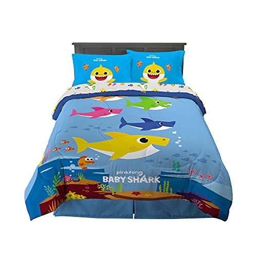 Franco Kids Bedding Super Soft Comforter and Sheet Set, 5 Piece Full Size, Baby Shark