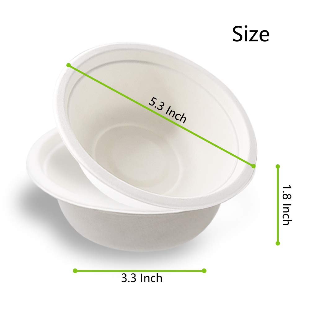 100 PCS 12 Oz Disposable Paper Bowls,Heavy Duty Nature-Made Compostable Bowls,Natural Biodegradable Sugarcane Bassage Bowls,Eco-friendly Paper Alternative Bowls for Party,Restaurants and More