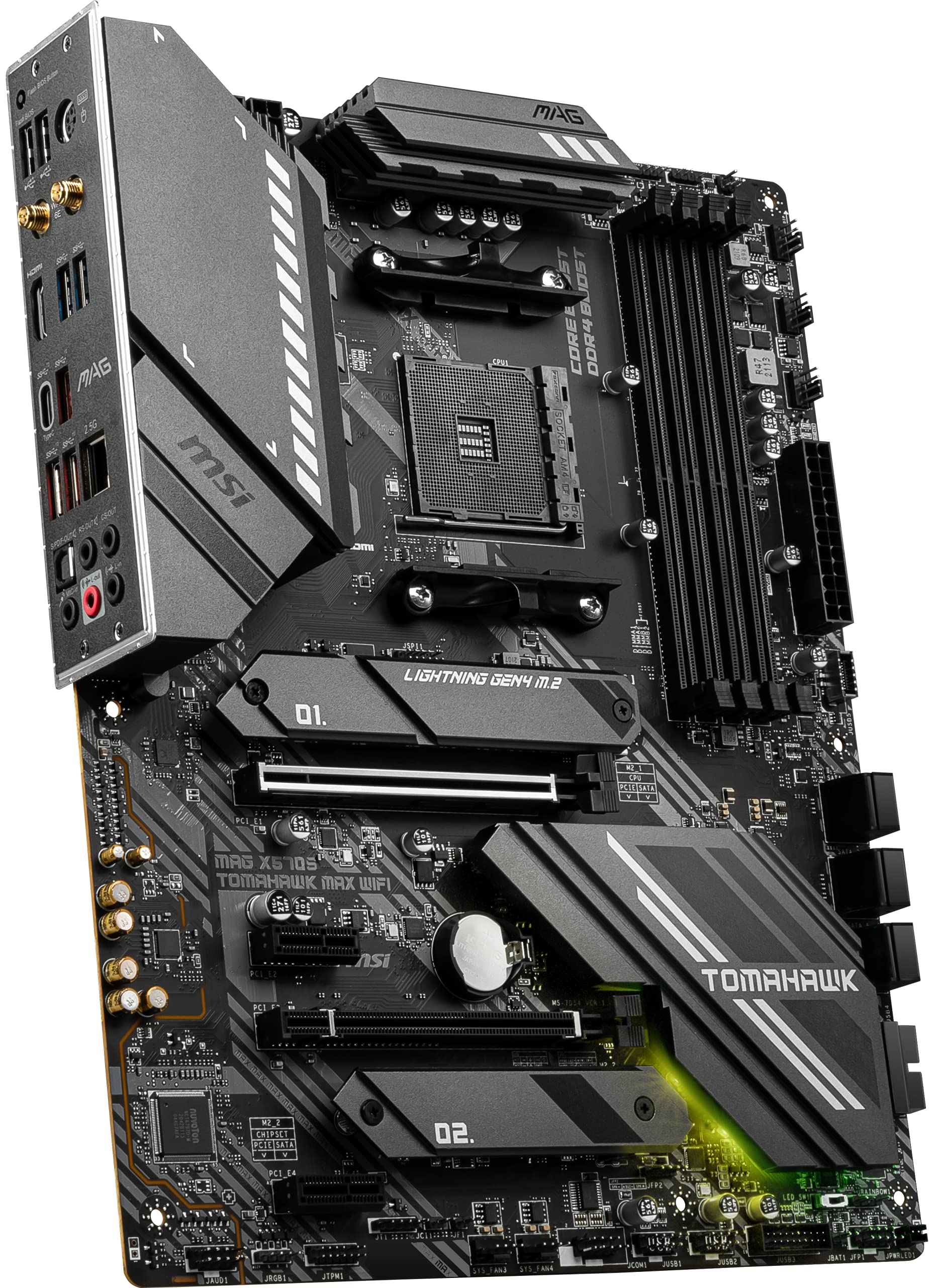 MSI MAG X570S Tomahawk WiFi Motherboard (AMD AM4, DDR4, PCIe 4.0, SATA 6Gb/s, M.2, USB 3.2 Gen 2, AC Wi-Fi 6, HDMI, ATX)