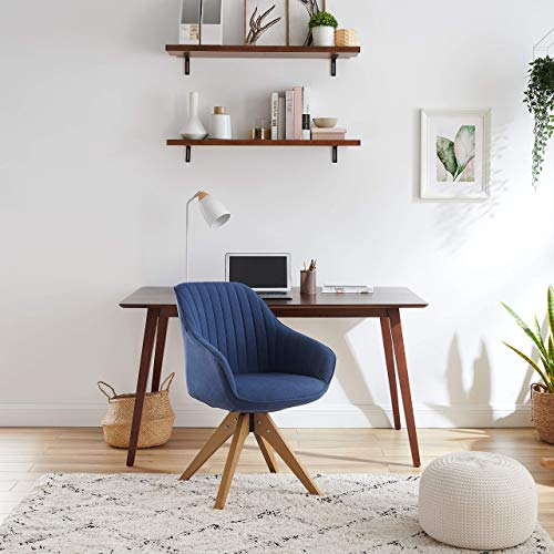 Art Leon Mid Century Modern Swivel Accent Chair with Arms, Beech Wood Legs Upholstered Computer Desk Chair for Small Spaces Home Office Living Room Bedroom, Royal Blue