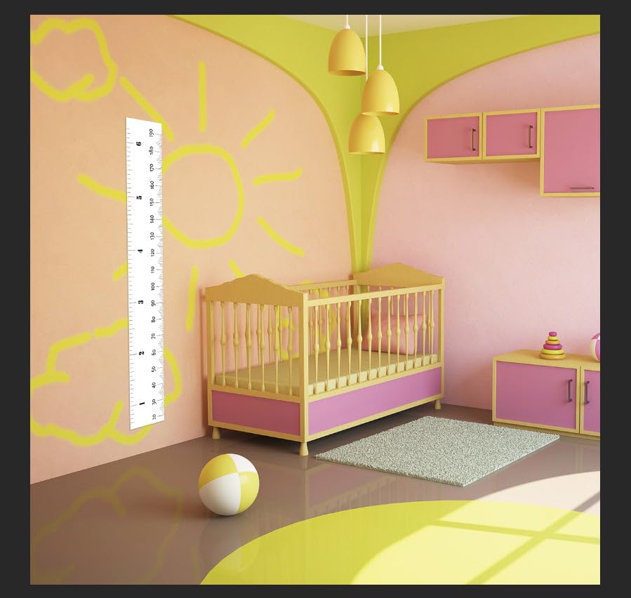 Niwo ART - Baby Growth Chart Wall Decor for Kids, Peel & Stick Self-Adhesive Removable Growth Height Ruler (Black & White)