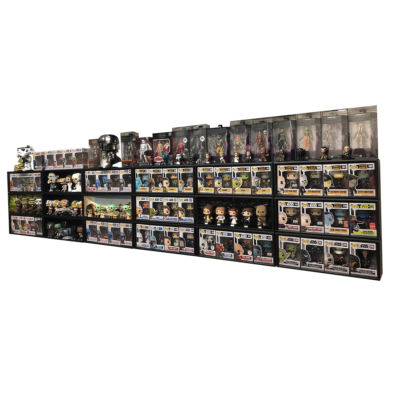 12 Single Row in Box Display Cases for 4 in. Funko Pop Collectible Toy Figures, Black Cardboard