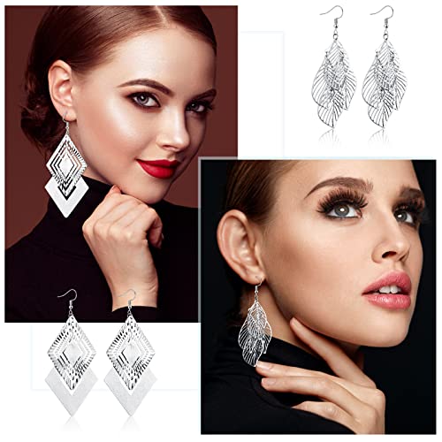 24 Pairs Crystal Teardrop Dangle Earrings Cubic Zirconia Hoop Earrings Boho Threader Earrings Set for Women Girls Christmas (Simple Style)