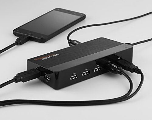 Amazon Basics 10 Port USB 2.0 Hub, 5-Pack For Tablets, BLACK