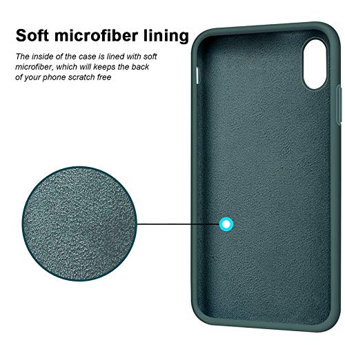 iPhone Xs Max Case, Anuck Soft Silicone Gel Rubber Bumper Case Anti-Scratch Microfiber Lining Hard Shell Shockproof Full-Body Protective Case Cover for Apple iPhone Xs Max 6.5" 2018 - Pine Green