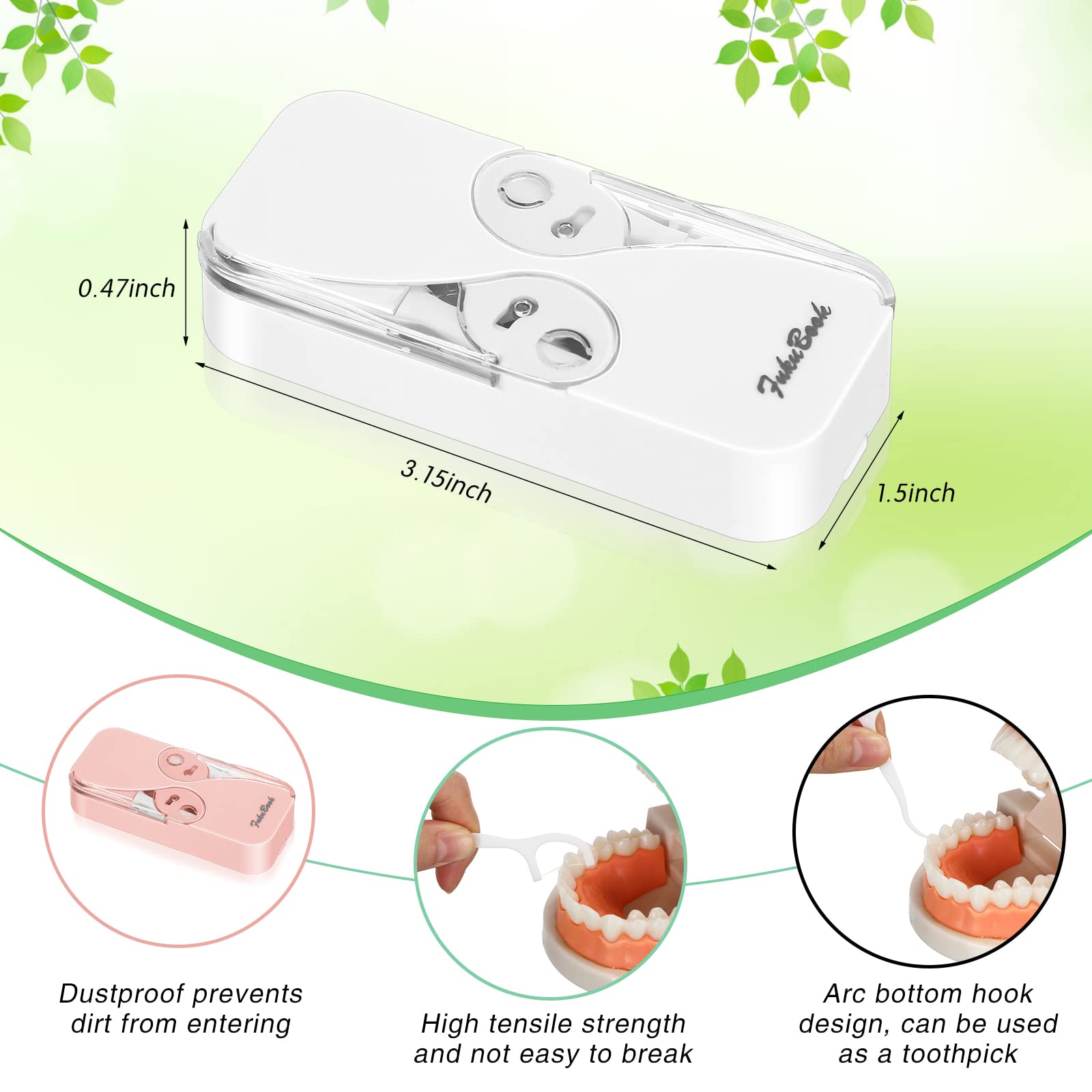 16 Pack Dental Floss Portable Case Dental Floss Dispenser Bulk with 192 Dental Floss Picks Automatic Floss Storage Box for Adults Business Trips and Travel White, Black, Green, Pink
