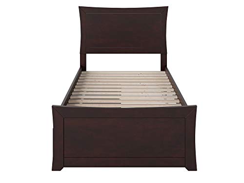 AFI Metro Twin Extra Long Platform Bed with Matching Footboard and Turbo Charger with Urban Bed Drawers in Espresso