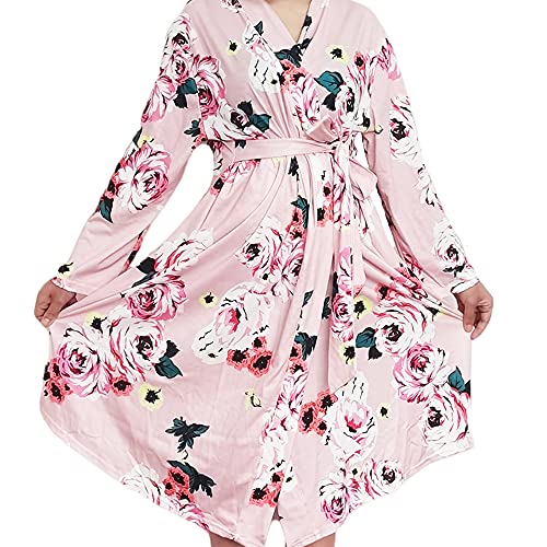 QTECLOR Matching Maternity Robe and Swaddle Blanket Set for Mommy, Maternity Robes Hospital Bag Must Have New Moms Gift