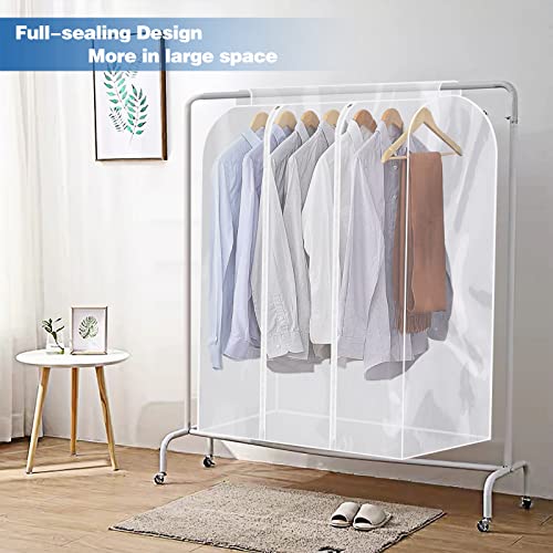 47'' Extra Large Clear Hanging Garment Bags for Closet Storage, Garment Rack Cover for hanging clothes, Sealed Clothes Dust Cover to Protect Coats, Suits, Dresses(with 5 Cedar Wood Chips)
