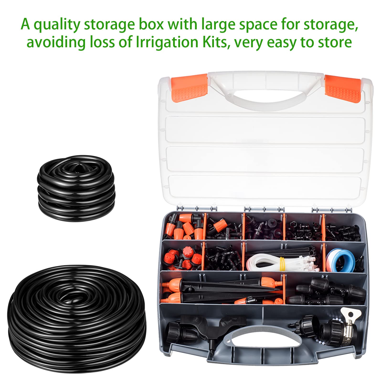 280 Pcs Drip Irrigation Kit, 147FT Garden Watering System 1/2 1/4 in Distribution Tubing Hose Automatic Patio Misting System Micro Automatic Drip Irrigation for Plant Garden Greenhouse Patio Lawn