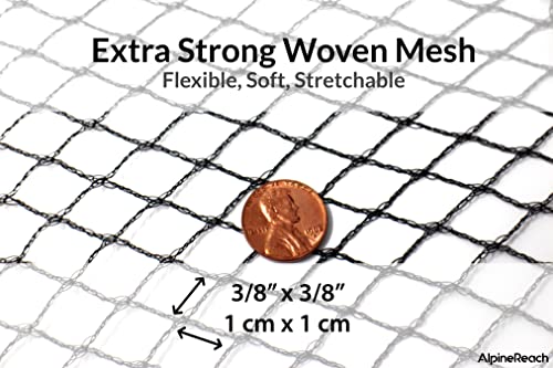 AlpineReach Koi Pond Netting Kit 15 x 20 ft Black Heavy Duty Woven Fine Mesh Net Cover for Leaves - Protects Koi Fish from Blue Heron Birds, Cats & Predators β Reusable & Stakes Included