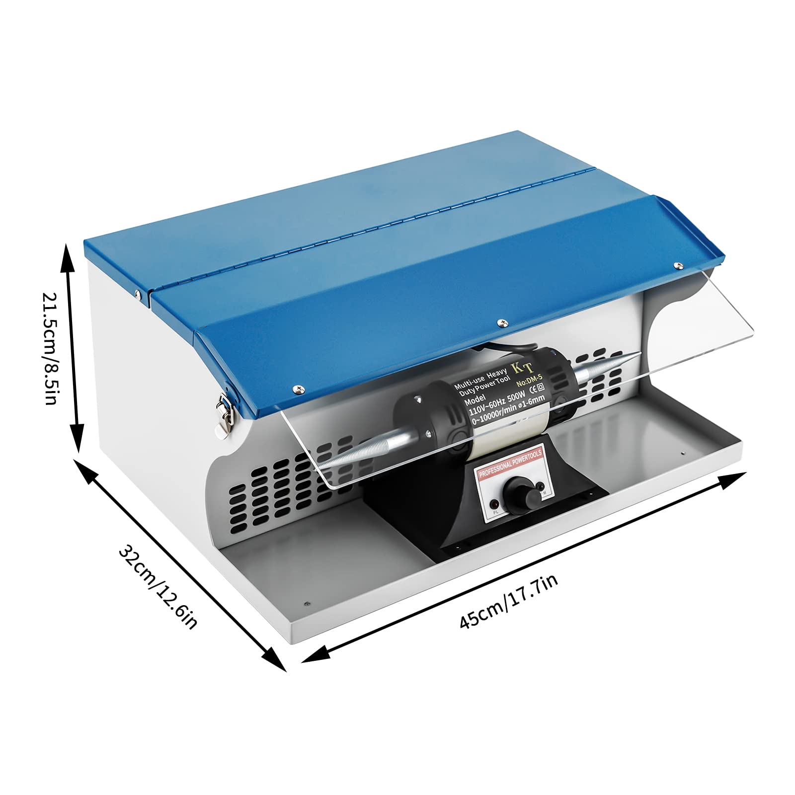 110V 500W Benchtop Jewelry Polishing Buffing Machine Jewelry Polishing Tool Dust Collector with Light Table Top Jewelry Making Kit with Light 10000RPM Adjustable Speed