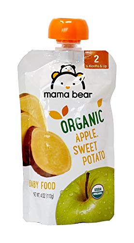 Amazon Brand - Mama Bear Organic Vegetarian Baby Food Pouch, Apple, Sweet Potato, 4 ounce (Pack of 1)