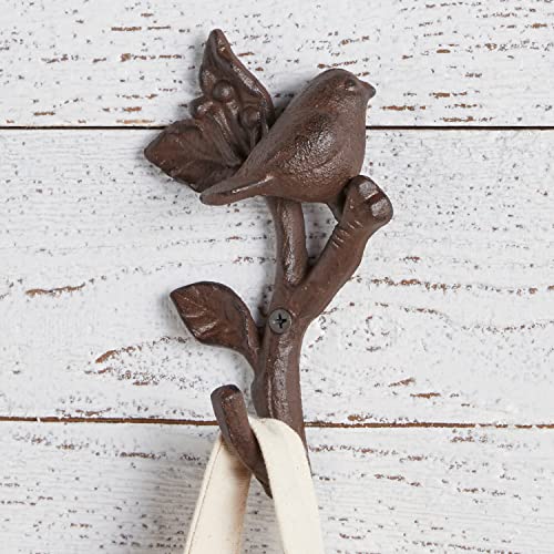 47th & Main Cast Iron Wall Mounted Decorative Hook, 3.94" L x 1.57" W x 6.50" H, Bird