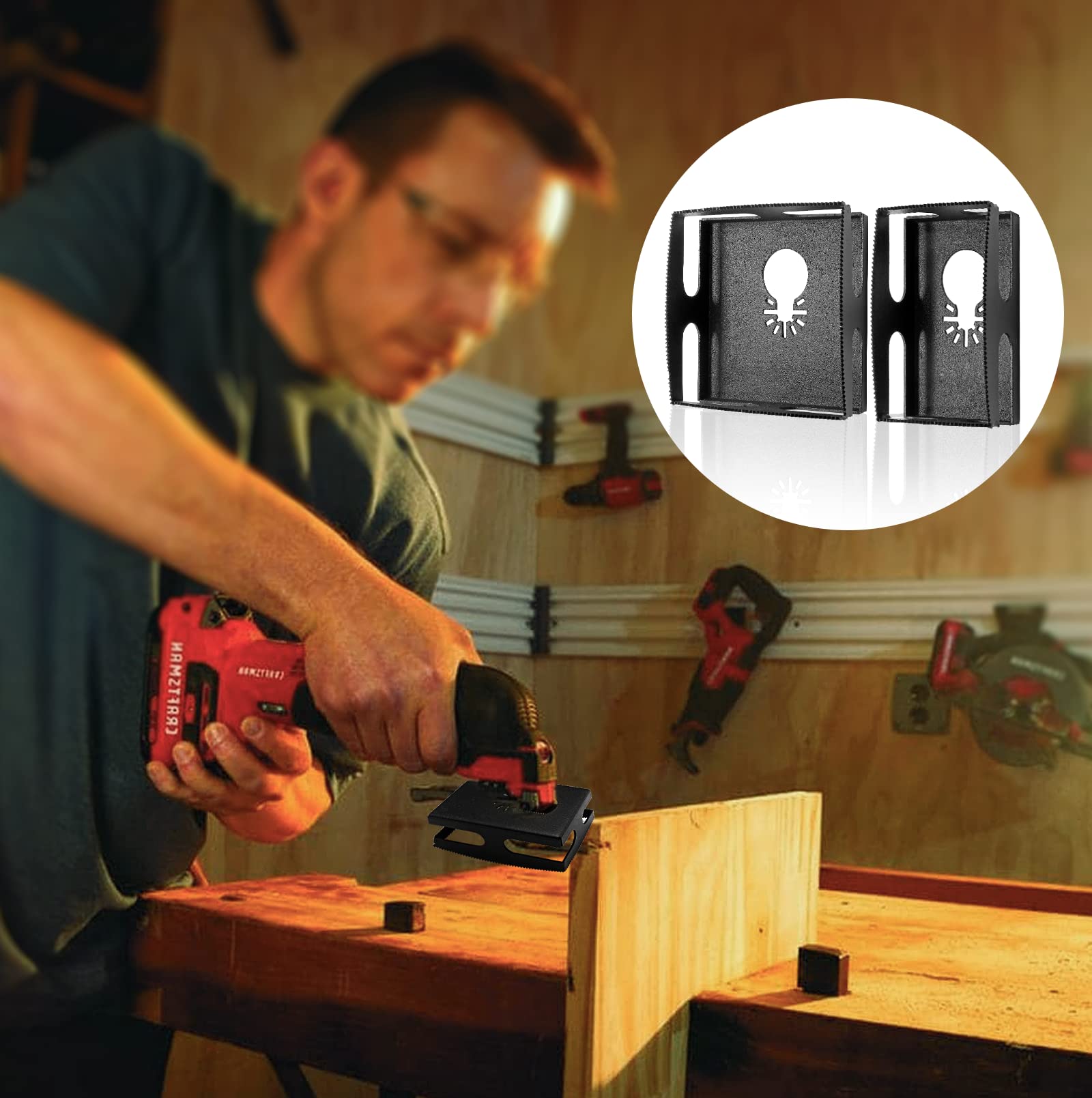 2 Pcs Stainless Steel Square Slot Cutter, Drywall Oscillating Tool Outlet Box Cutter, Electrical Box Drywall Outlet Cutout Tool, One Step in Place Oscillating Square Blade for Wood, Plastic Metal