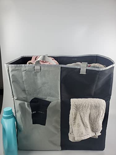130l Laundry Basket Clothes Hamper Organizer Sorter Foldable Dark & Light Storage Basket Waterproof Durable (26x 16x 24") Washing Dirty Cloth Bag for Bathroom Bedroom Garage (2 Sections)