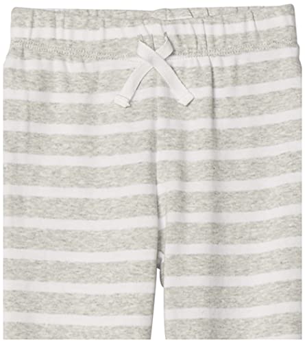 Amazon Essentials Baby Girls' Cotton Pull-On Pants, Pack of 4, Grey Heather/Navy/Stripe, 0-3 Months