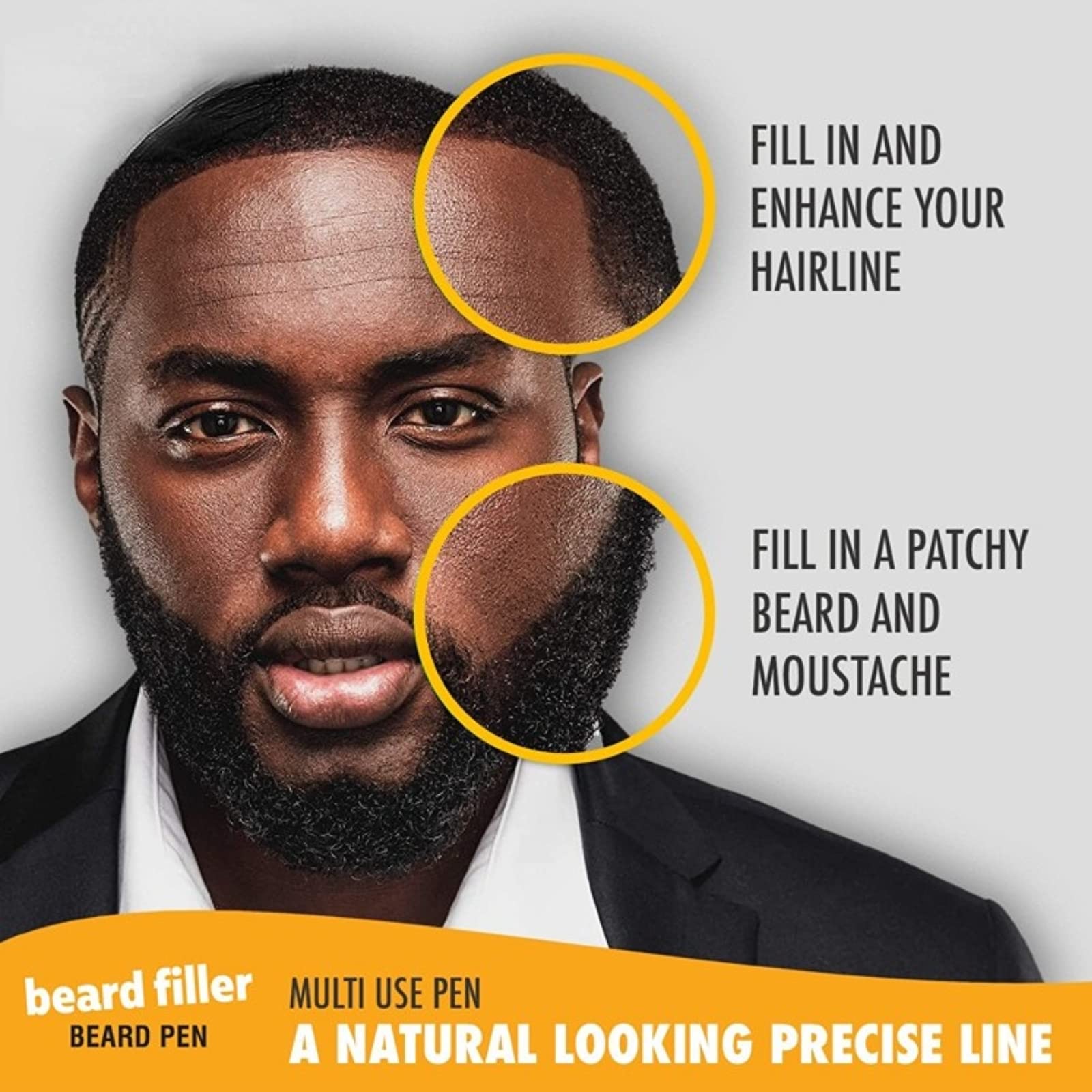 Barber Pencil, Beard Pencil Filler for Men, Barber Pencil for Lineup, Household Beard Pencil Liner, Long Lasting Repair Shape Beard Pen Water/Sweat Proof beard filler Shaping Styling Tool(black)