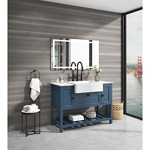 48 in. W Bathroom Vanities Solid Wood Without Tops Bath Vanity Blue Modern Contemporary Finish