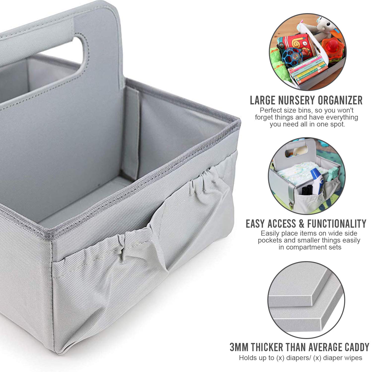 Baby Diaper Caddy Organizer Bag, Portable Essentials Storage Basket for Changing Table Nursery Station, Bags for Babies Diapers and Wet Wipes, Bottles, Pacifier, Lotions & Supplies Kit (Organizer Bag)