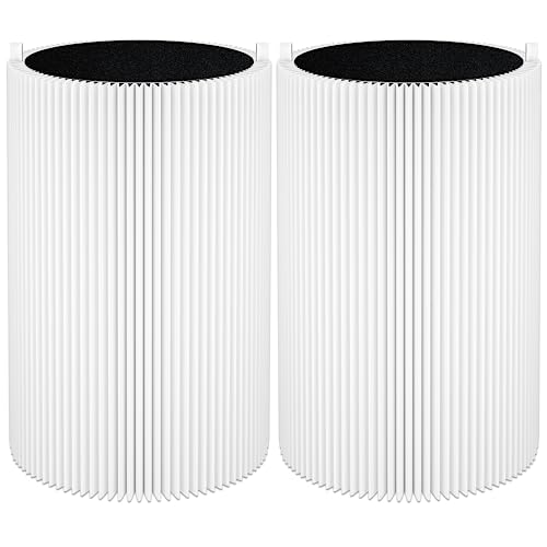2 Pack Blue Pure 411 Filter Replacement Compatible with Blueair Blue Pure 411 Genuine, 411+, 411 Auto and MINI Air Purifiers, H13 True HEPA Filter, Particle and Activated Carbon by Funmit