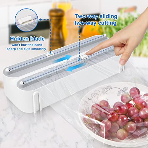 3 in 1 Foil and Plastic Wrap Organizer,Magnetic Plastic Wrap Dispenser with Cutter,Aluminum Foil Organization and Storage
