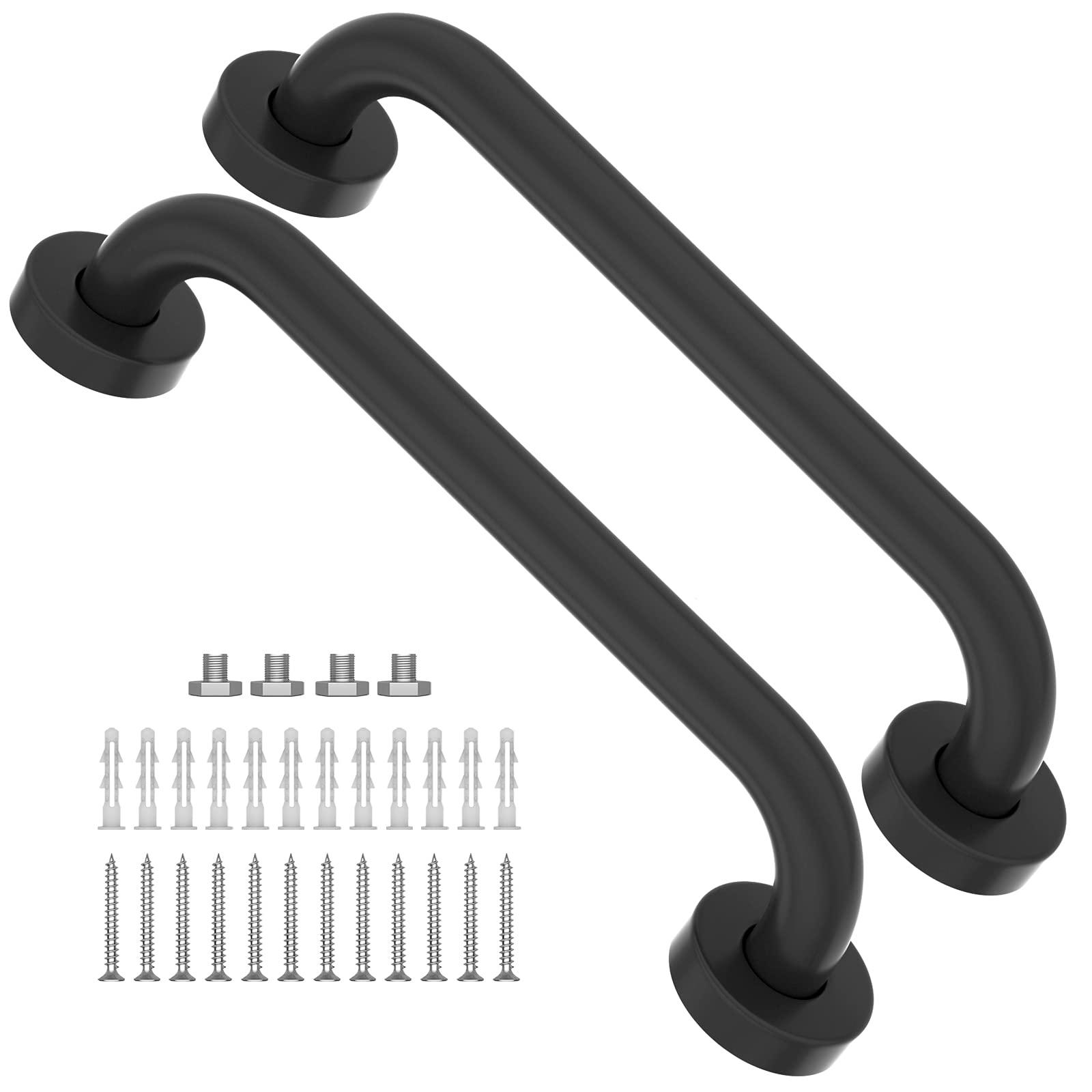 2 Pack 12 Inch Oil Rubbed Black Shower Grab Bar, iMomwee Stainless Steel Elderly Safety Bars, Bathroom Shower Balance Bar, Hand Rail Support, Handicap Senior Disabled Assist Bath Handle (1" Diameter)