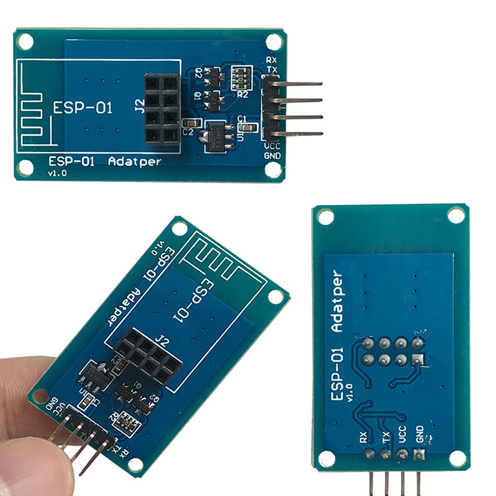 Geekstory ESP8266 ESP-01 Serial WiFi Wireless Adapter Module DC3.3V 5V ESP01 Breakout PCB Adapters Compatible for Arduino(Pack of 5pcs)