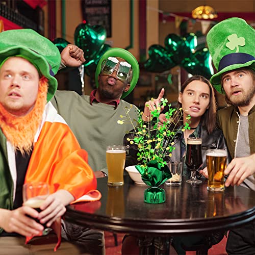 2 Pcs St. Patrick's Day Shamrock Spray Centerpieces Green and Gold Foil Shamrock Tabletop Party Decor for St Patrick's Day Home Classroom Party Table Accessory
