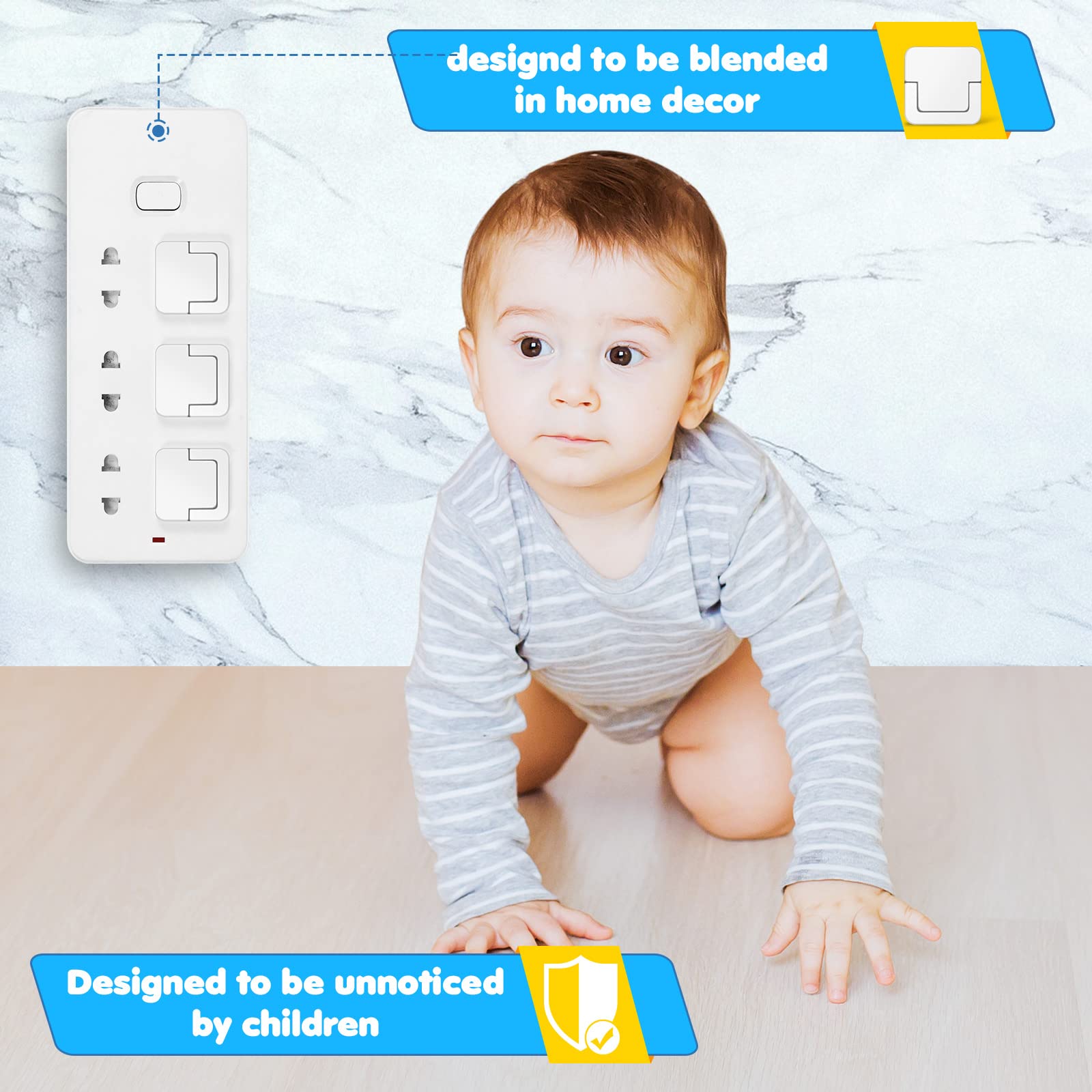 100 Pack Outlet Covers Baby Proofing Plug Covers 3 Prong Child Proof Electrical Outlet Covers Plastic Safety Plug Protector with Hidden Pull Handle for Home, Office, Garage, Hotel