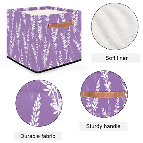13x13x13 Storage Cube Bins Lavender Violet Retro Fabric Storage Cubes 13 inch Collapsible Storage Bins Cubby Storage Baskets for Organizing Shelf Cabinet Bookcase Boxes