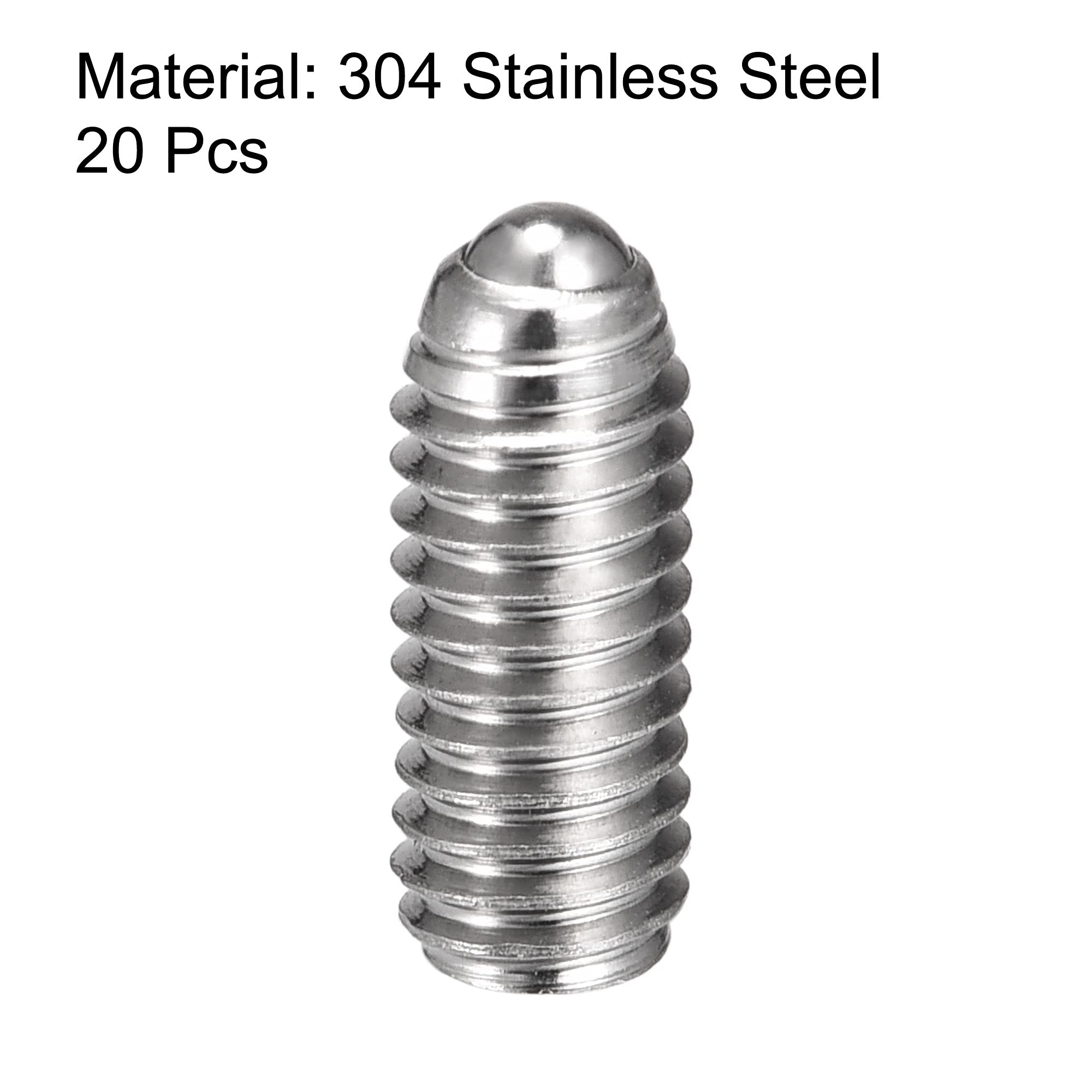 uxcell Ball Point Set Screws, M4 x 10mm 304 Stainless Steel Metric Spring Hex Socket Screw 20pcs