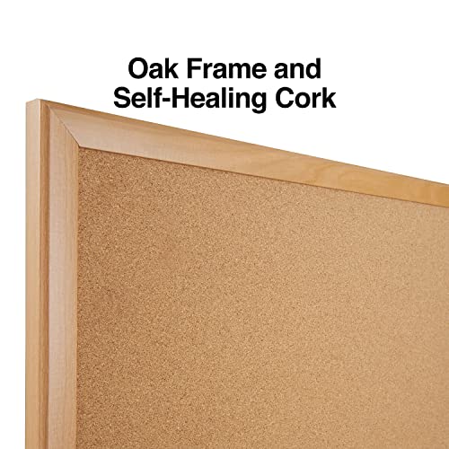 Myofficeinnovations 1682316 Std Cork Bulletin Board,Oak Finish Frame, 3-FTW X 2-Fth