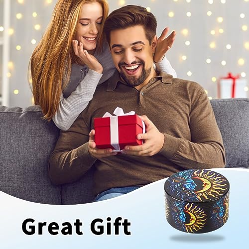 3 inch Large Grinder for Herb and Spice, Zinc Alloy Grinders (Sun and Moon Pattern)