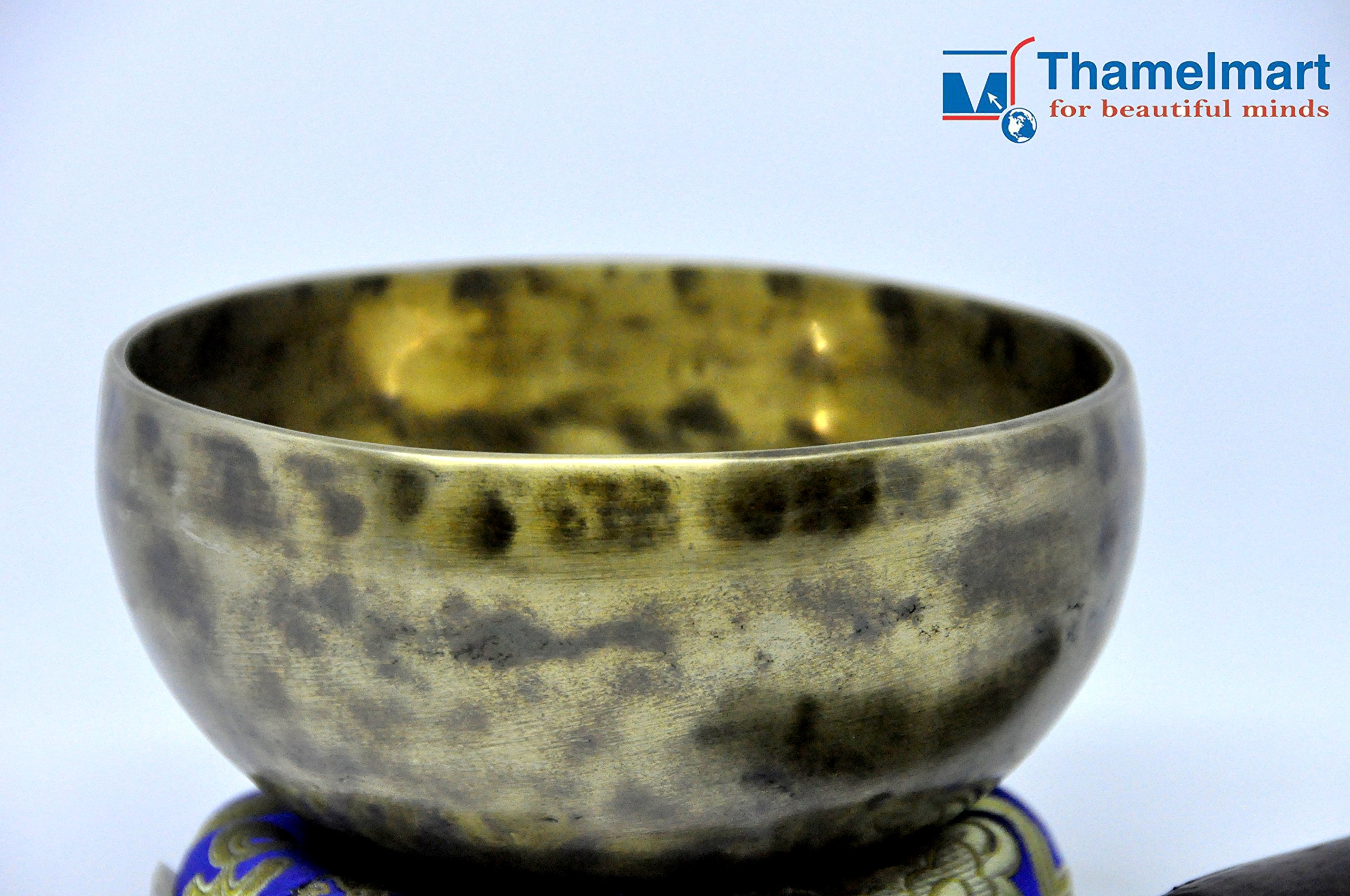 5-Inch Tibetan Handmade Singing Bowl Set ~ Palm Size, best beginner Sound Healer ~ Mallet and cushion included handmade Nepal