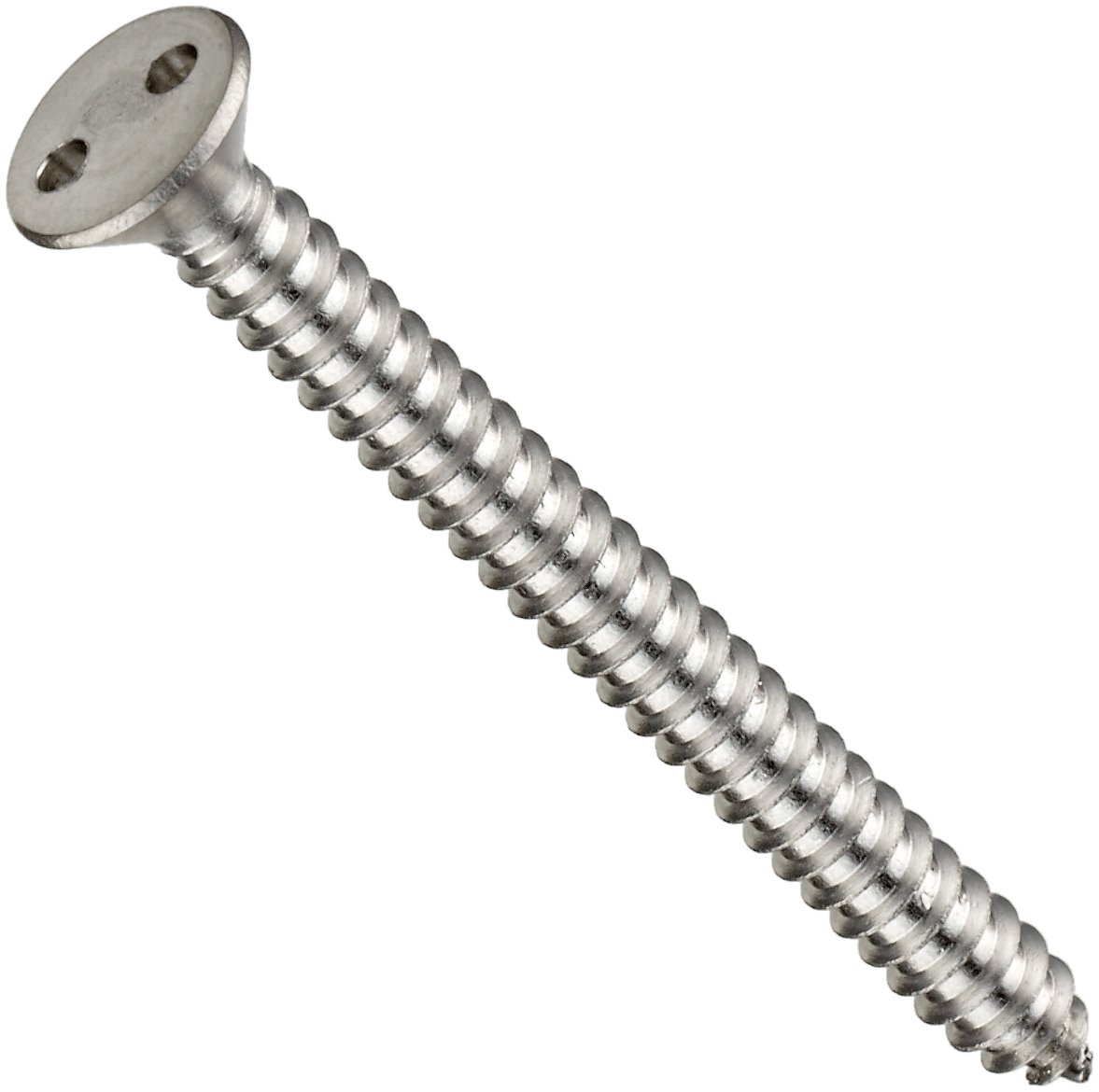 18-8 Stainless Steel Sheet Metal Screw, Plain Finish, Flat Head, Drilled Spanner Drive, Type AB, 1-1/2" Length, #8 Threads, Made in US (Pack of 25)