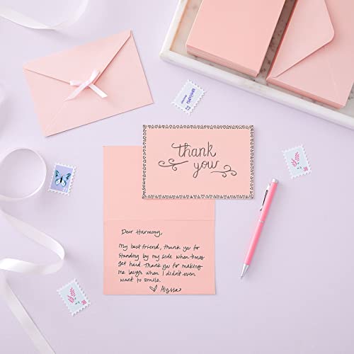 48 Pack Pink Blank Cards and Envelopes, 4x6 Printable Greeting Cards for Baby Showers, Thank You Notes, Wedding Invitations, Birthdays