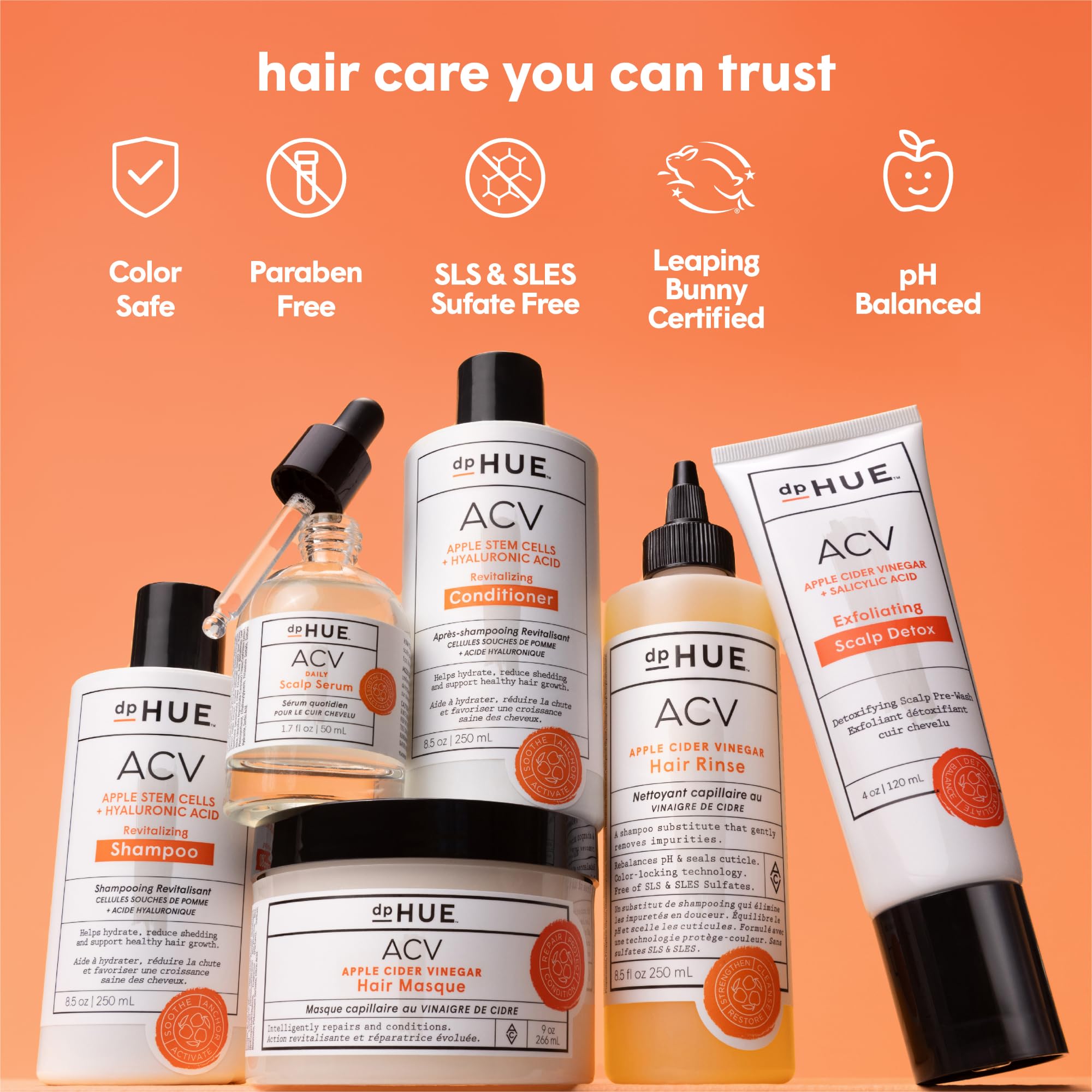 dpHUE Apple Cider Vinegar Hair Rinse Lite, 8.5 oz - Shampoo Alternative, Scalp Cleanser & Post Workout Rinse - Won’t Weigh Fine Hair Down - Removes Buildup & Sweat