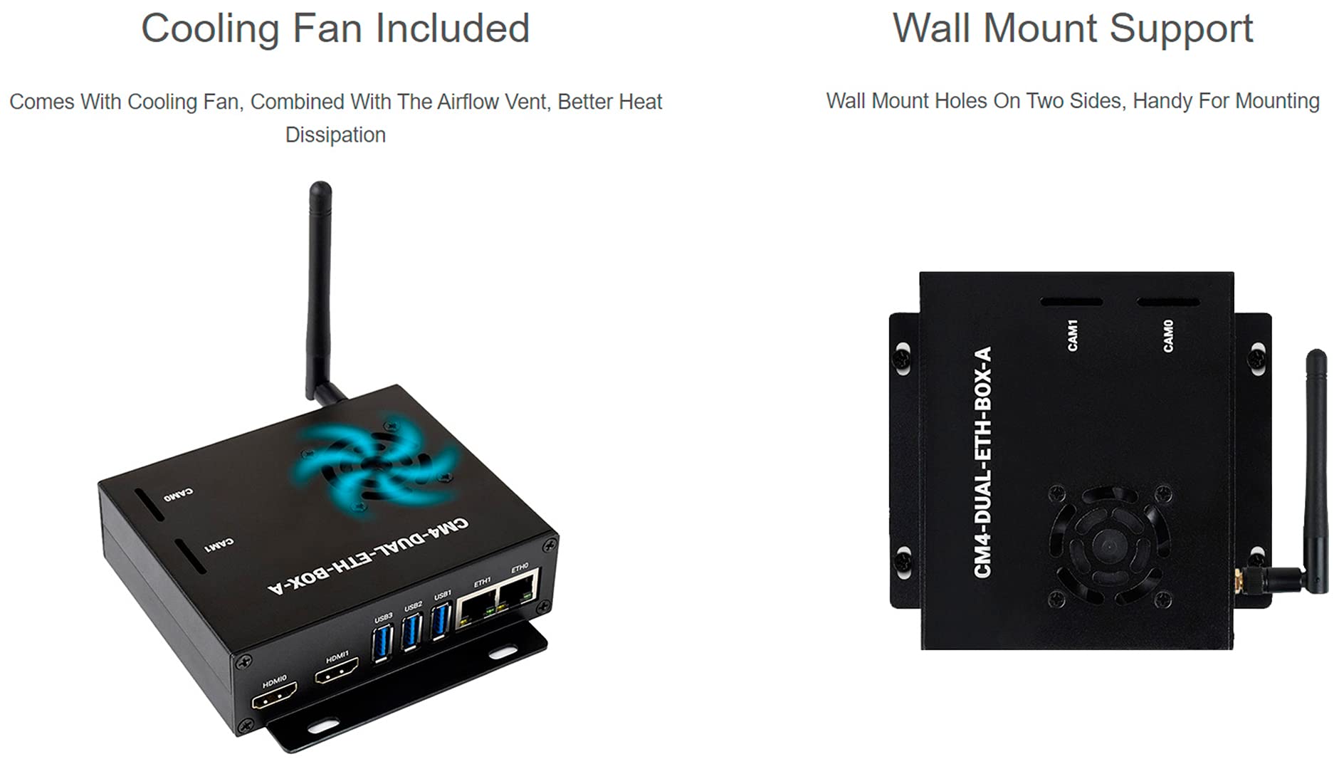 Bicool Dual Gigabit Ethernet MiniComputer Based on Raspberry Pi Compute Module 4 with CM4 Dual Gigabit Ethernet Base Board and Metal Case with Cooling FanETHCSIDSIRTCHDMIMicro SDUSB