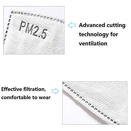 100 PCS Filters for Face Mask Activated Carbon PM2.5 Masks Filter Replacement for Men and Women