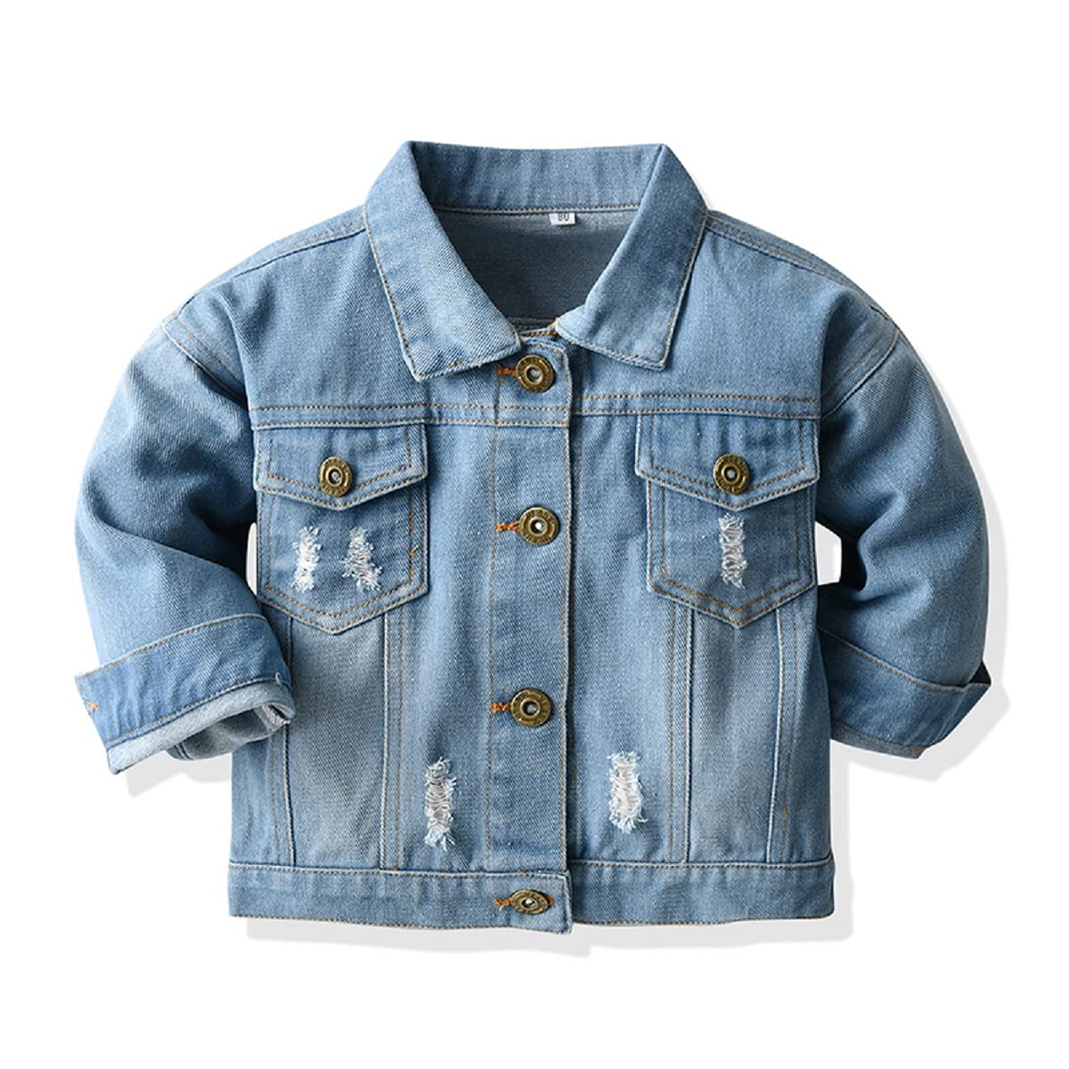 Noubeau Toddler Baby Boys Girls Jean Jacket Kids Denim Jacket Long Sleeve Button Top Coat Casual Outerwear (Blue, 2-3T)
