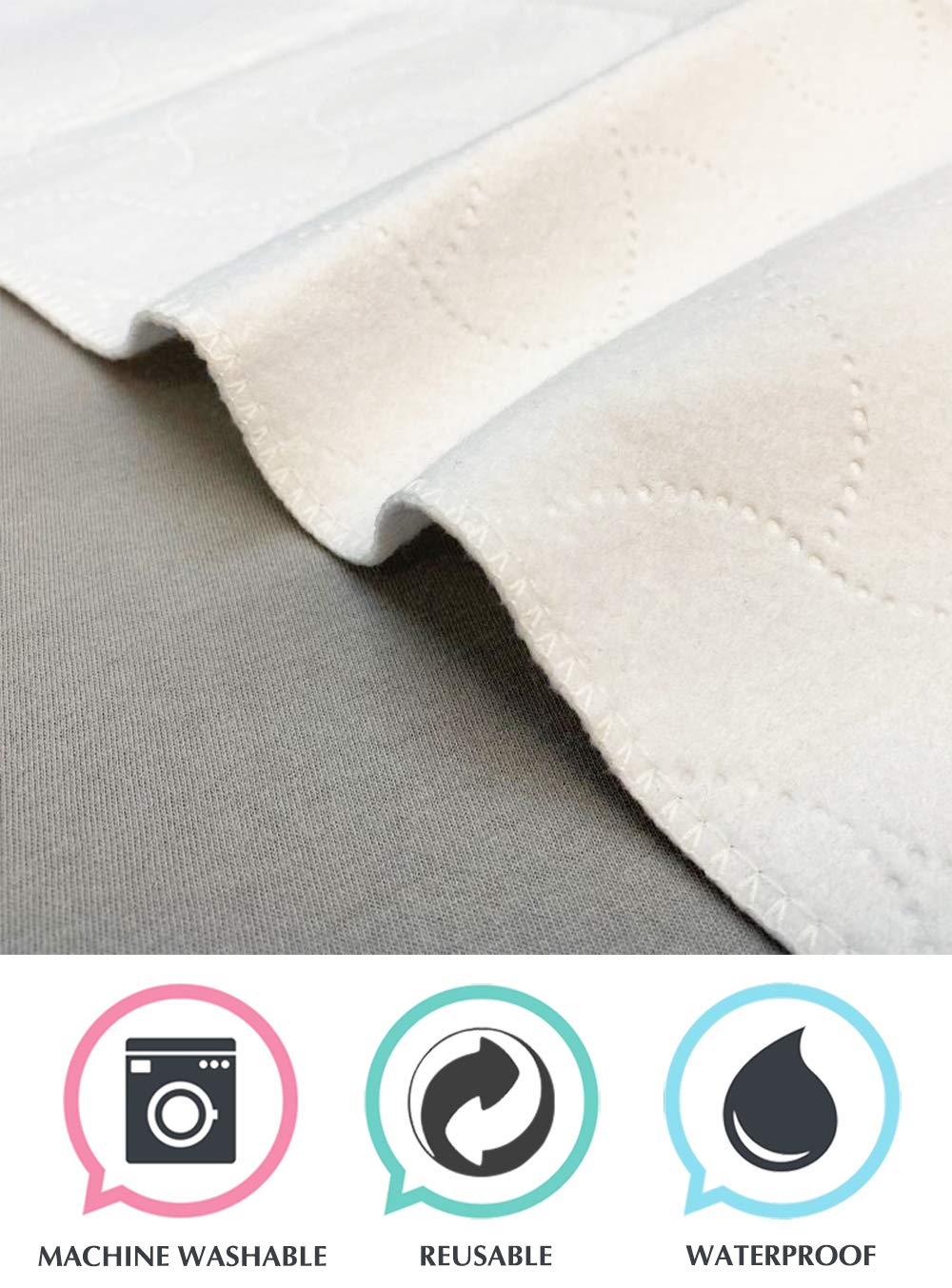 American Baby Company 2 Pack Waterproof Reusable Embossed Quilt-Like Flat Crib Protective Mattress Pad Cover for Babies, Adults and Pets, White