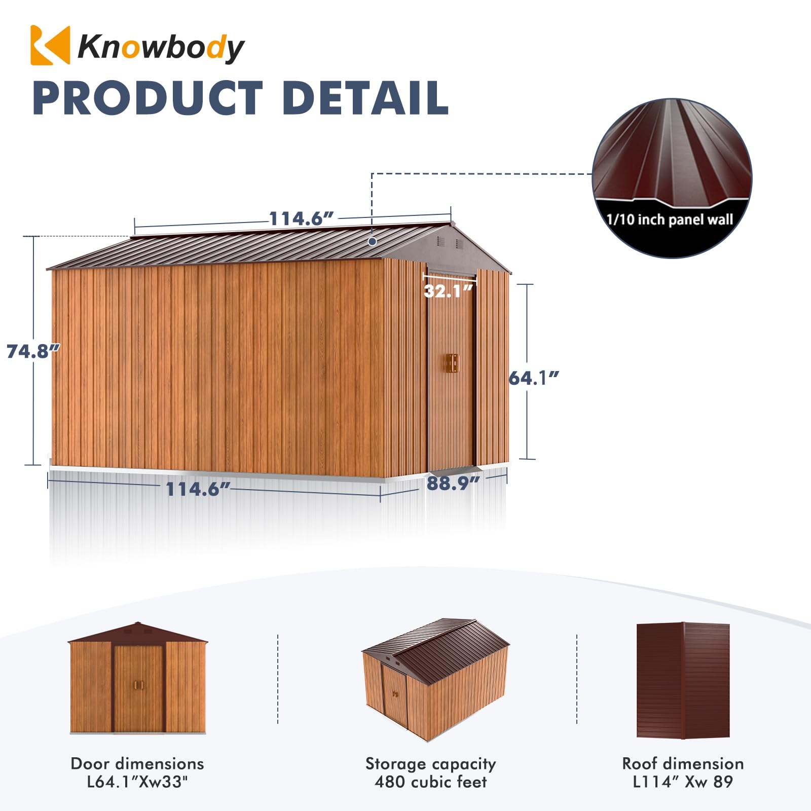 10X8X6 FT Modern Utility Steel Storage Shed with Sliding Door and Ventilation System - Ideal Metal Shed for Garden, Backyard, and Patio Organization