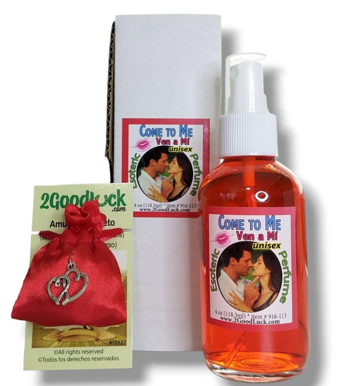 2GoodLuck Come to Me Perfume w/Pheromones & Amulet for Rituals & Magic - Perfume Con Feromonas & Amuleto, Ven a Mí, Para Rituales Y Magia.