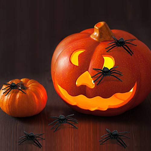 Caritty 50PCS Halloween Realistic Plastic Spider, Fake Spider Prank Prop Joke Toys for Halloween Decorations, Plastic Spiders Halloween, Black Scary Spiders for Kids, Great Party Favors