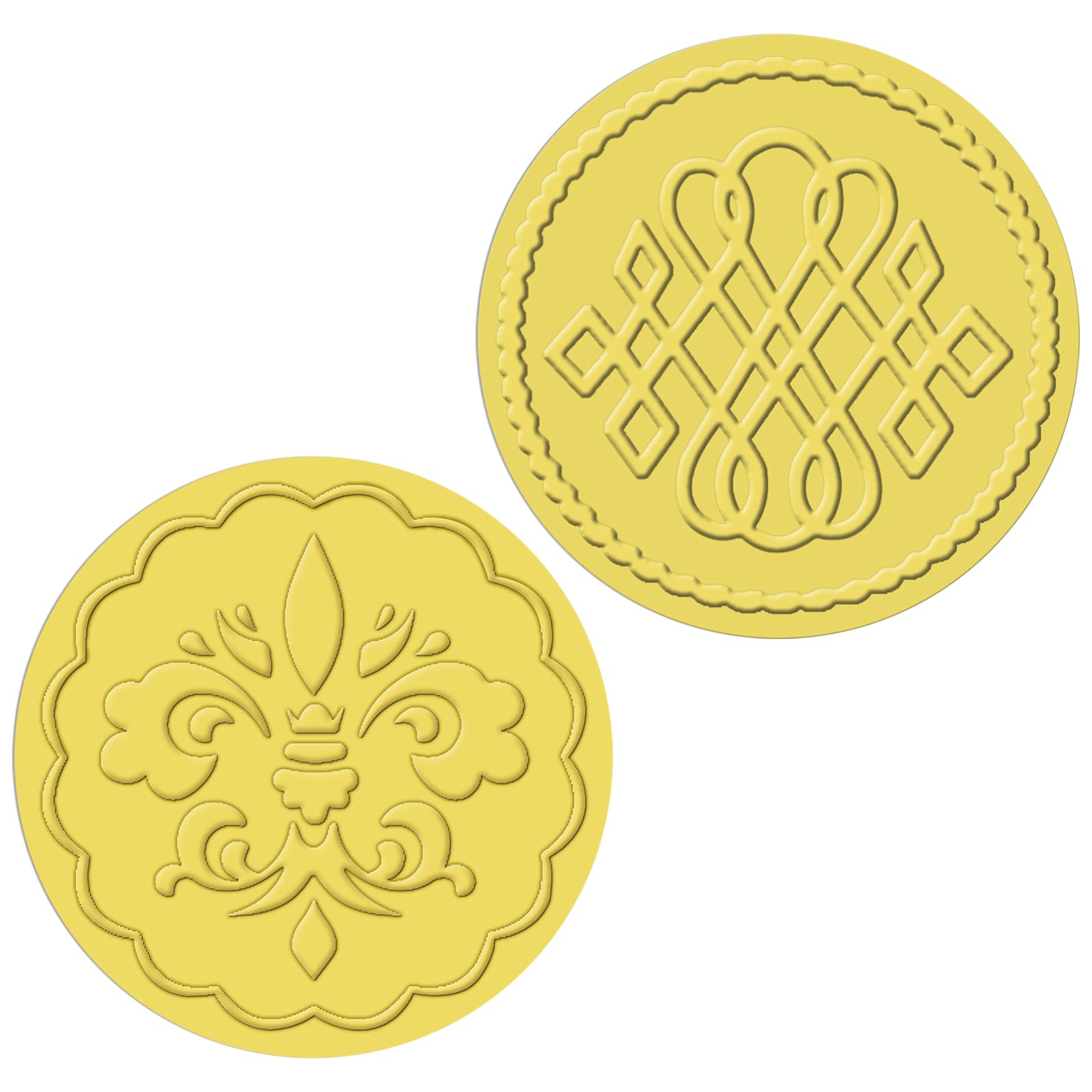 Zonon 100 Pieces Gold Embossed Wax Seals Foil Envelope Sticker Round Embossed Foil Seals Aluminum Foil Sticker Flower Pattern Certificate for Invitations Greeting Cards Party Wedding, 2 Styles