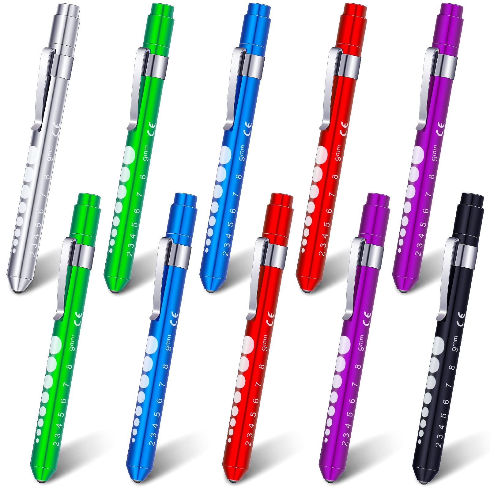 Penlight for Nurse LED Reusable Pen Light with Pupil Gauge Nurses Pin Light for Torch Medical Students Doctors Daily Use with Pocket Clip Nurse and Doctor Gifts(Basic Colors,10 Pieces)
