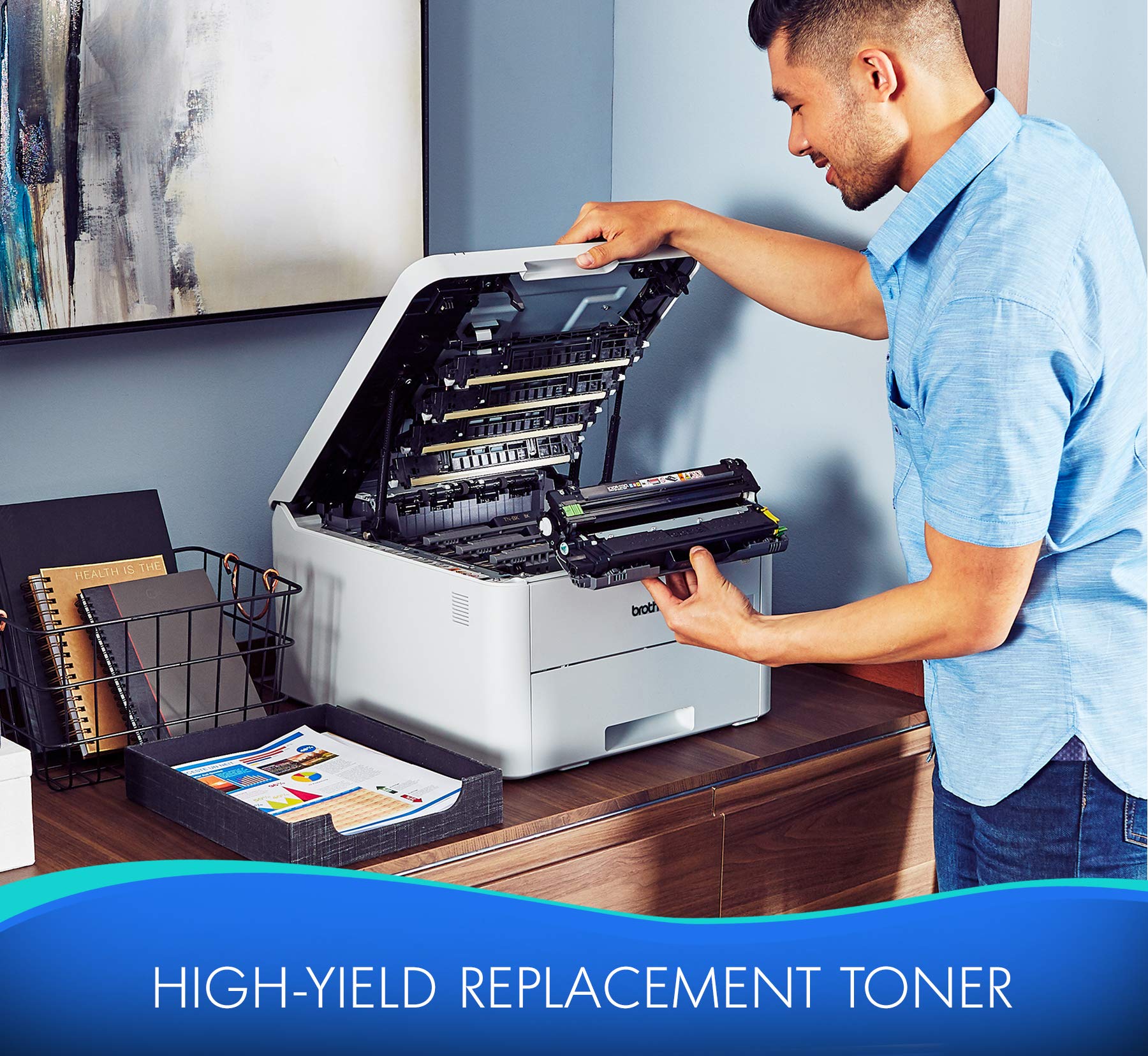 Brother HL-L3210CW USB & Wireless Digital Color Laser Printer for Home Business Office - Single-Function: Print Only - 19 ppm, 600 x 2400 dpi, 250-Sheet Capacity, USB Printer Cable